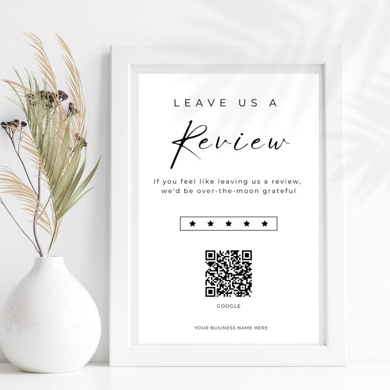 Review QR Code Sign Template, Scannable Feedback Card (canva Editable ...
