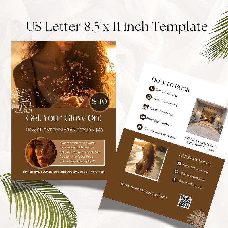 Editable Tanning Salon Flyer Template, Digital Spray Tan Marketing ...