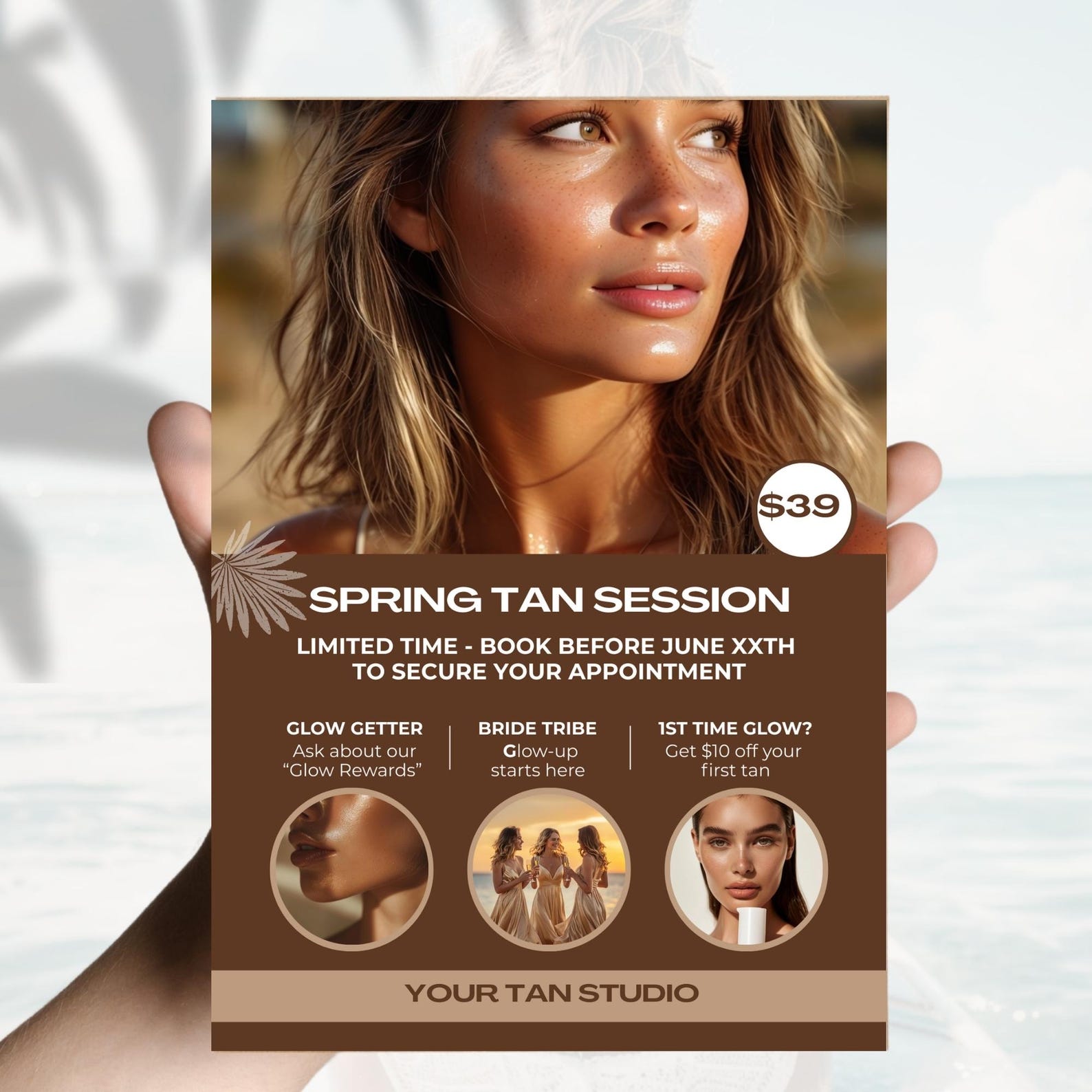 Spray Tan Flyer Template A5, 5x7", Instagram Reel Size, Tanning Salon ...
