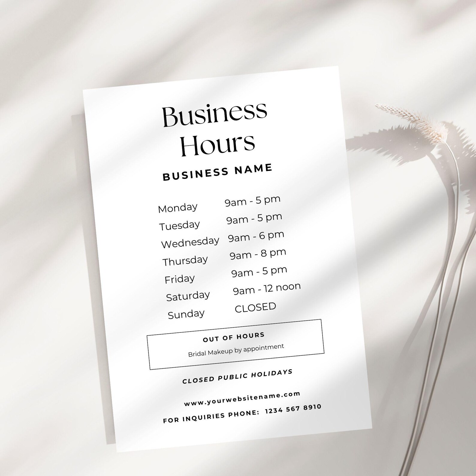 Small Business Sign, Business Signage Template, Business Hours Signage ...