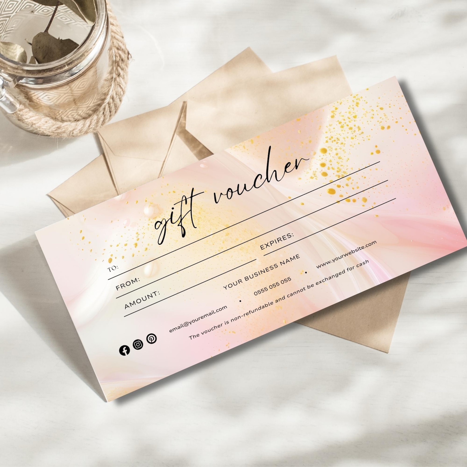 Printable Feminine Gift Card | Canva Template | Feminine Gift ...