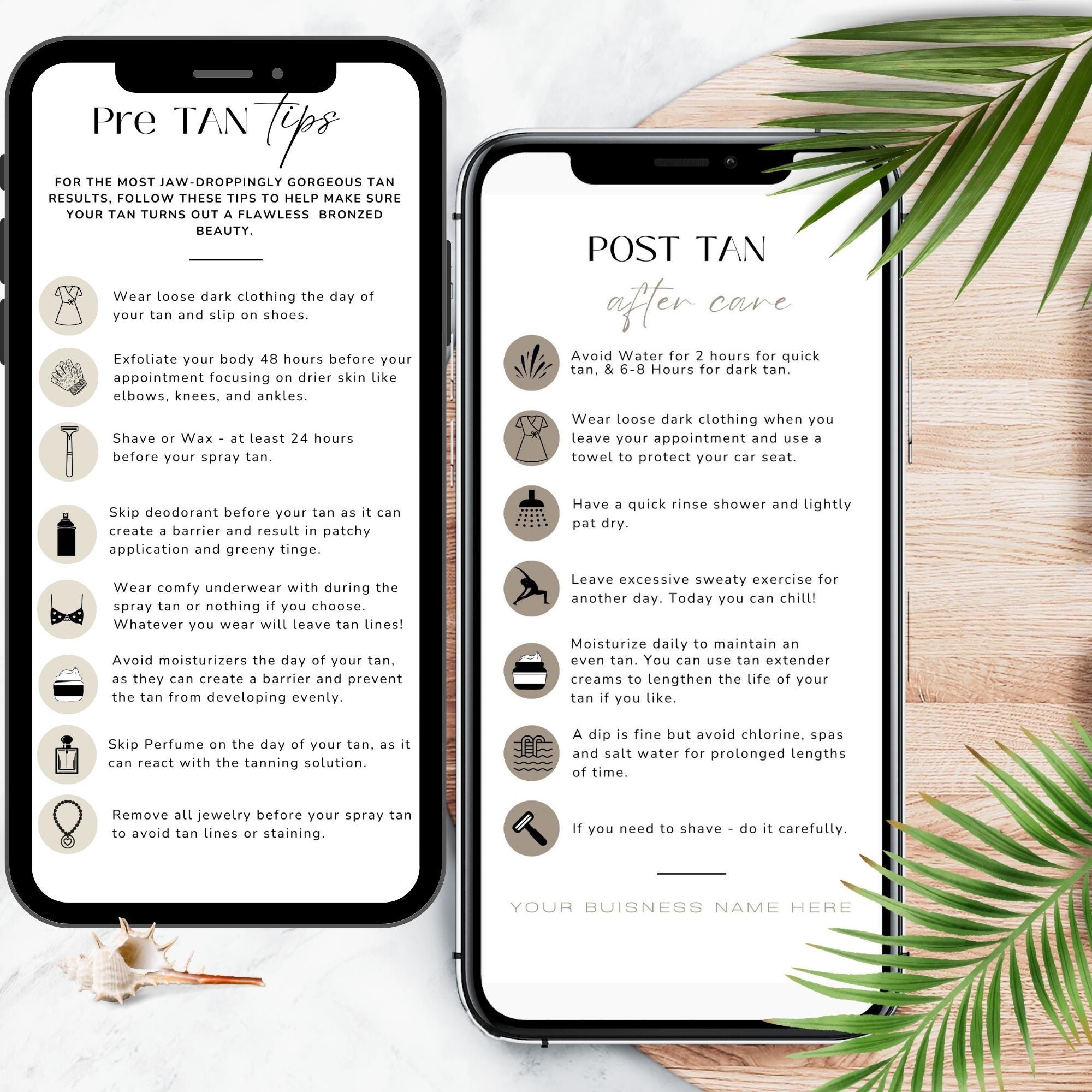 Editable Spray Tan Pre and Post Card Template | Digital Pre and Post ...