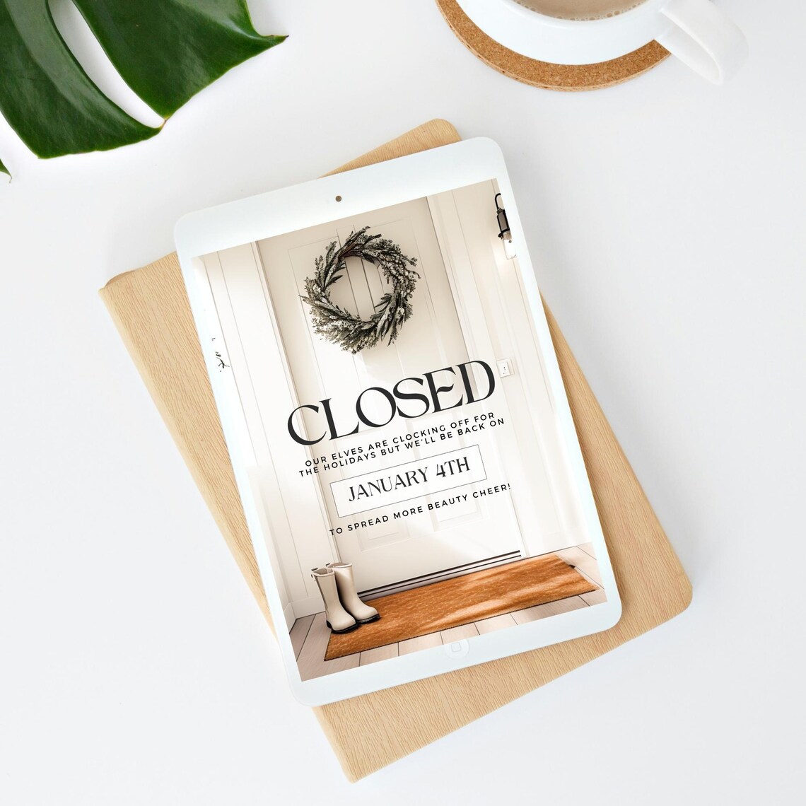 Editable Holiday Closure Sign, Christmas Business Hours (canva Template ...