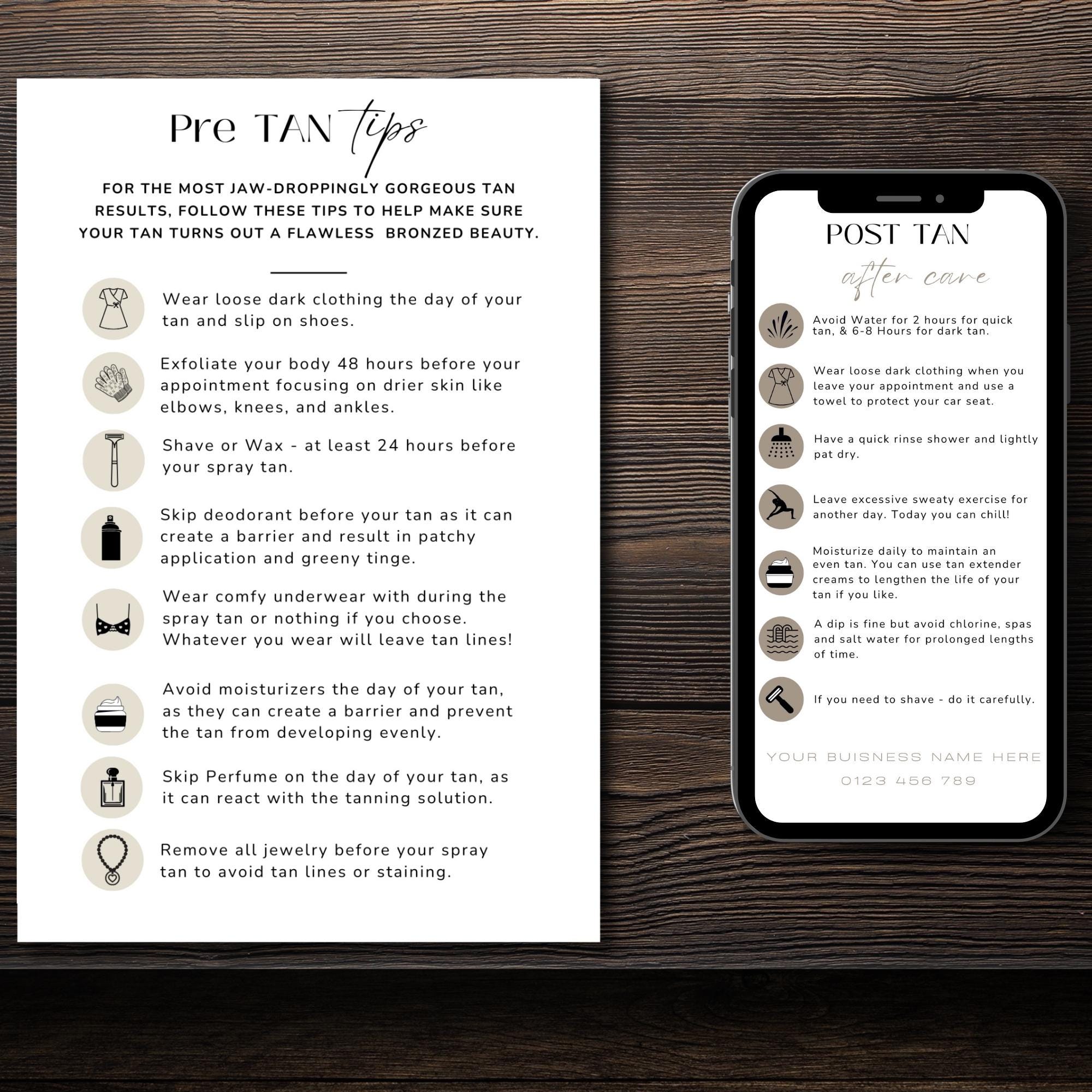 Editable Spray Tan Pre and Post Card Template | Digital Pre and Post ...