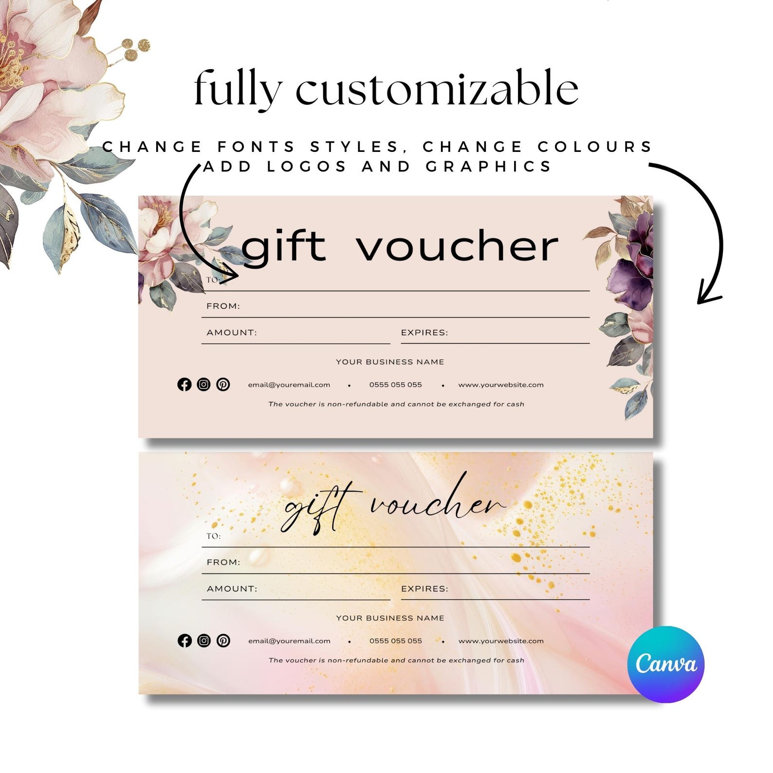 Printable Feminine Gift Card | Canva Template | Feminine Gift ...
