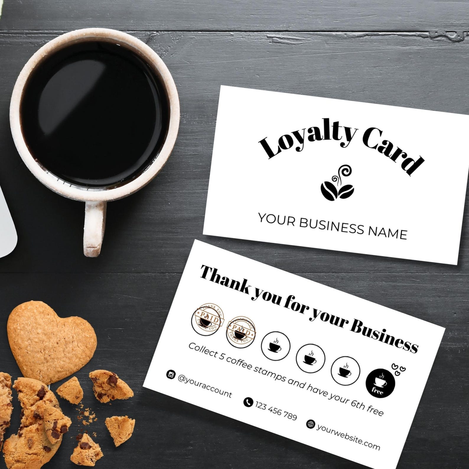 Coffee Loyalty Card | Editable Card Template | Customizable Rewards DIY ...