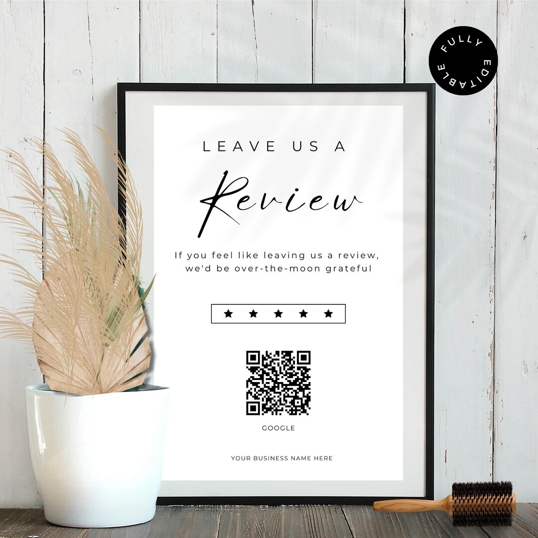 Review Sign Template With QR Code, Scan QR Code Card | Google Qr Code ...