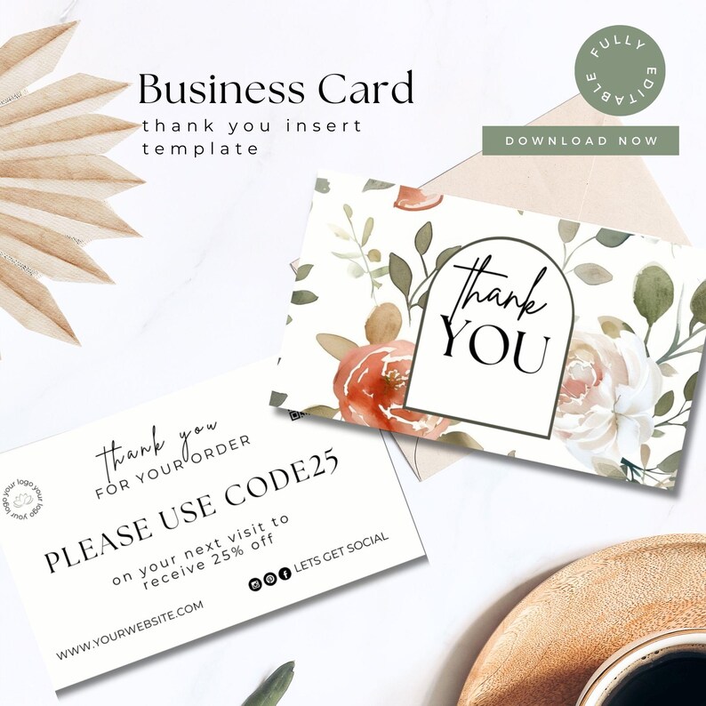 Customizable Thank You for Your Order, E-commerce Thank You Card ...