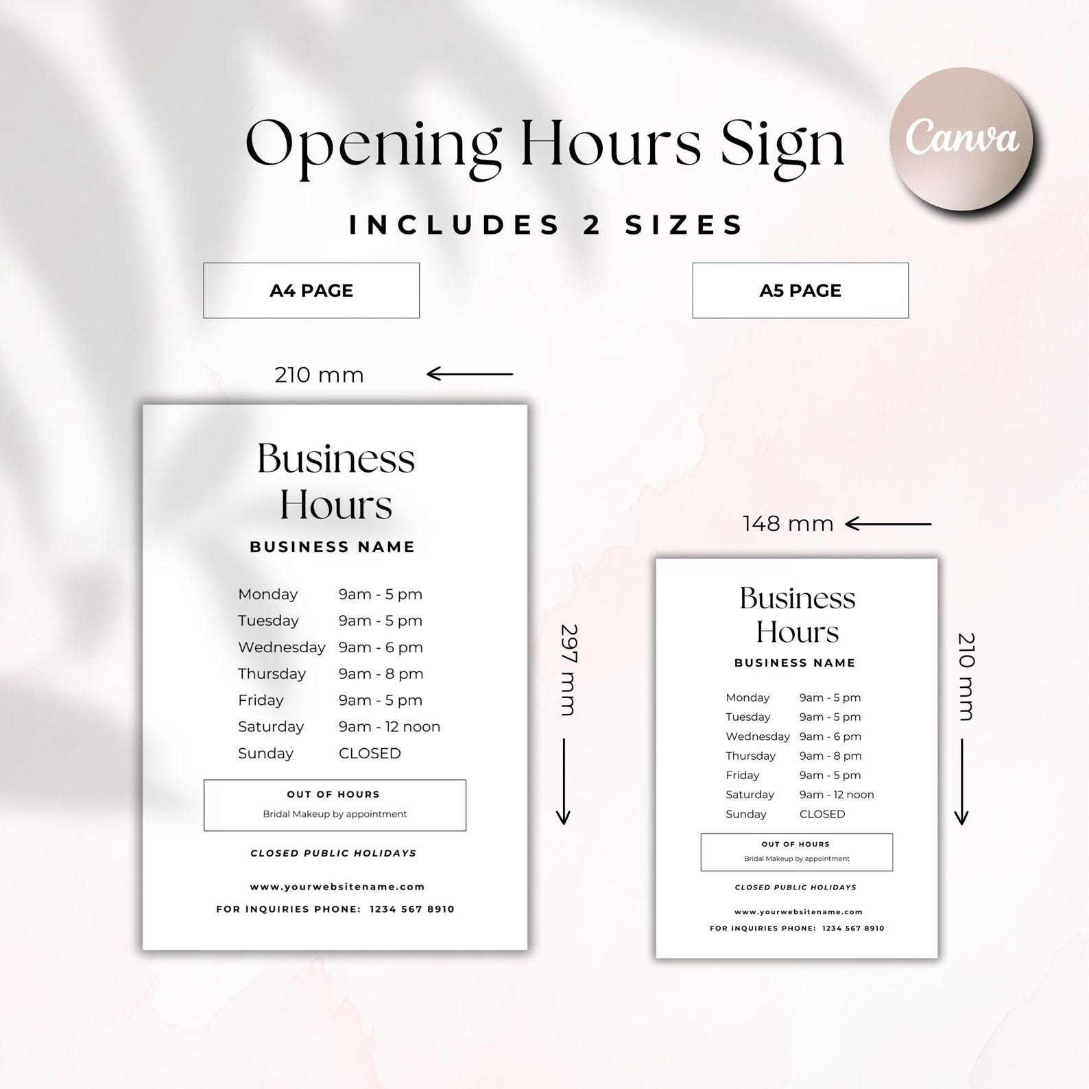 Small Business Sign, Business Signage Template, Business Hours Signage ...