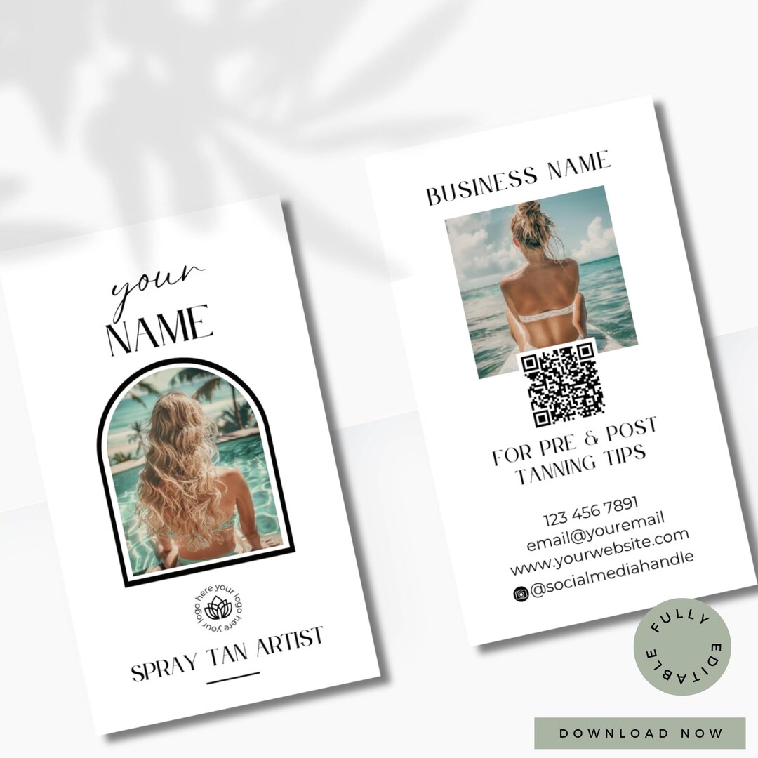 Spray Tan Business Cards | Air Brush Tan | Photo Business Tanning Card ...