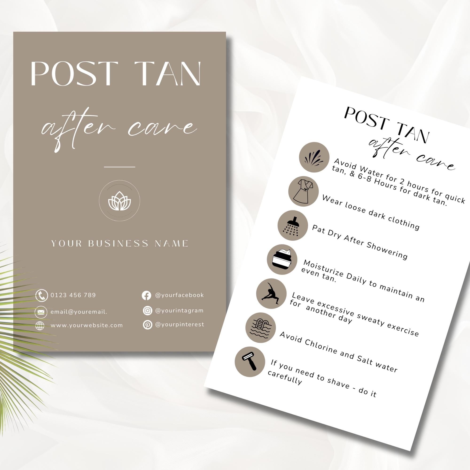 Spray Tan Care Card | Printable Beauty Aftercare Guide | Tanning ...