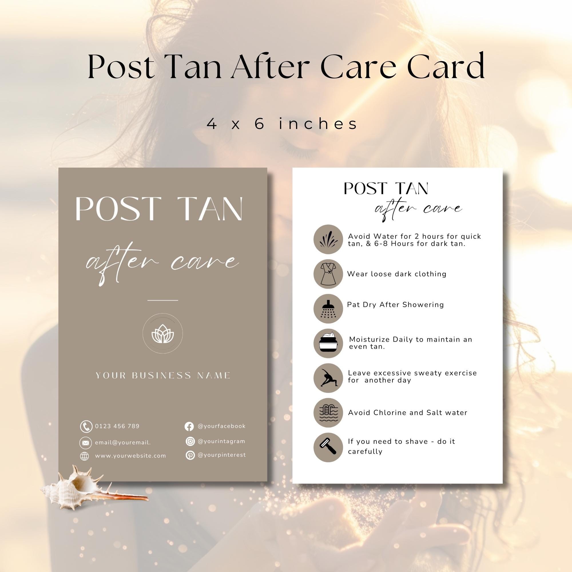 Spray Tan Care Card | Printable Beauty Aftercare Guide | Tanning ...