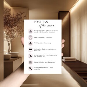 Spray Tan Care Card | Printable Beauty Aftercare | Tanning Aftercare ...