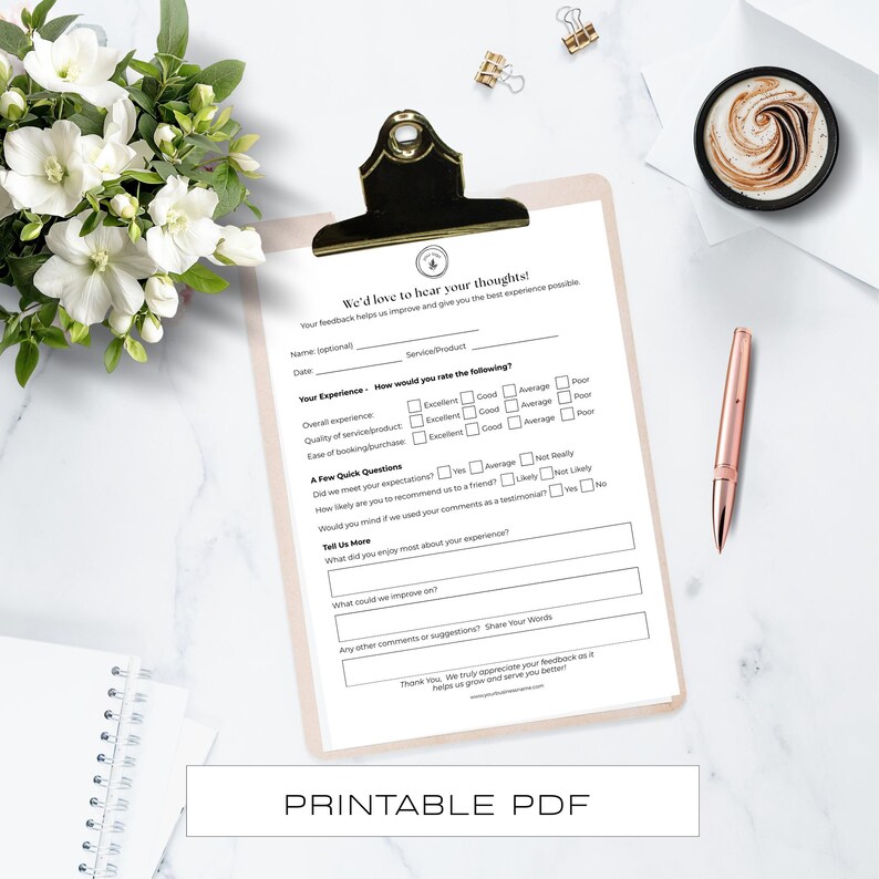 Editable Customer Feedback Form Template | Client Review Sheet | Canva ...