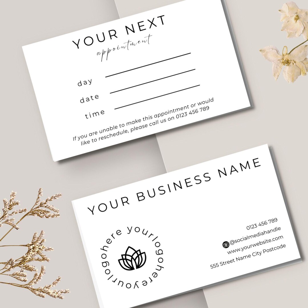 Appointment Card Editable Template, Appointment Reminder Printable Card ...
