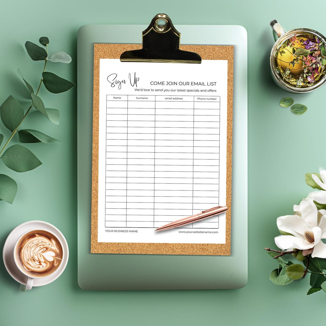 Printable Email Sign up Form, Business Mailing List (canva Editable) - Etsy