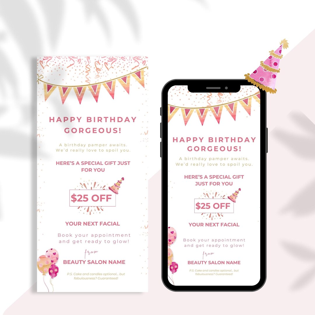 Digital Birthday Card | Happy Birthday Text Able Card | Beauty Salon ...