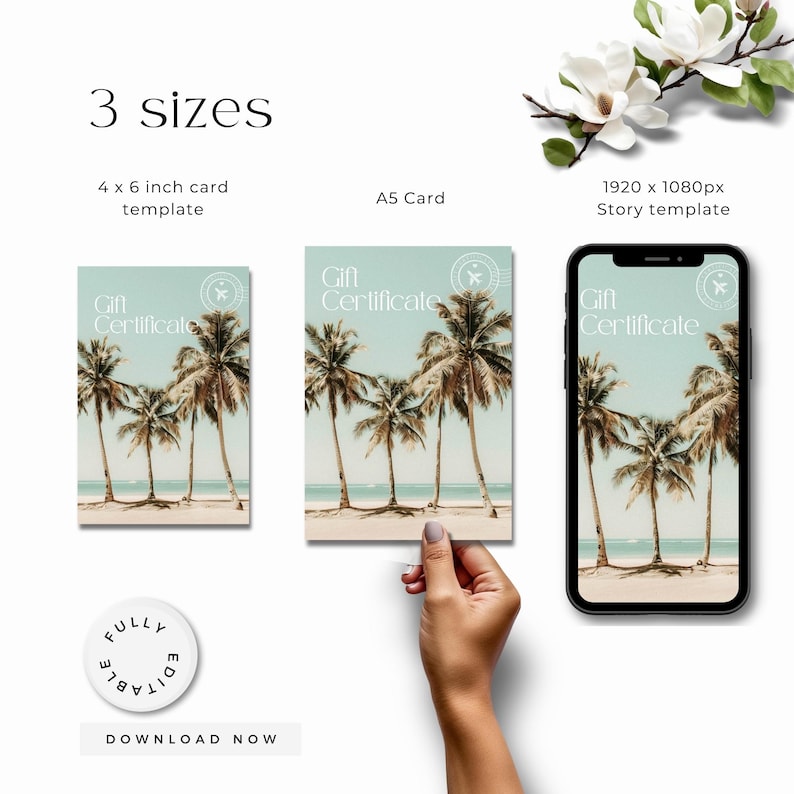 Editable Travel Gift Card Template | Canva Travel Voucher | Printable ...