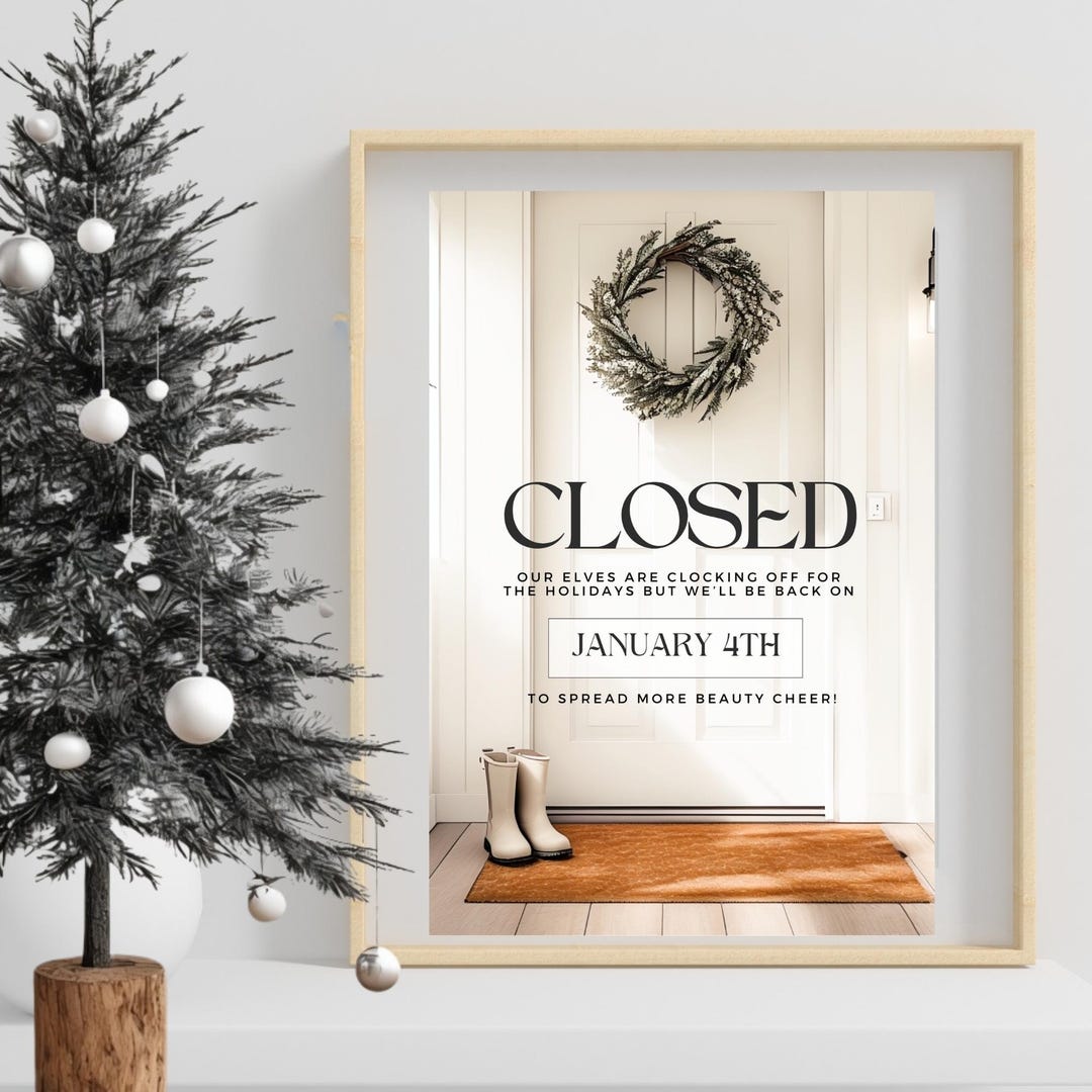 Editable Holiday Closure Sign, Christmas Business Hours (canva Template ...