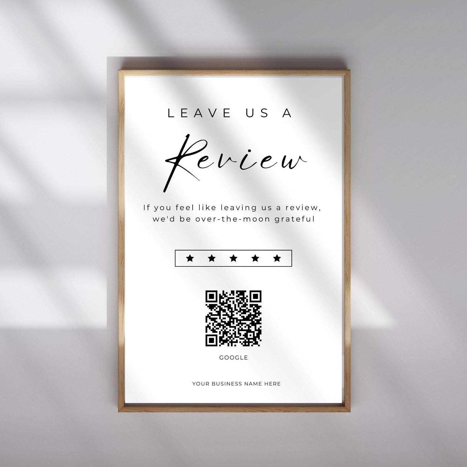 Review Sign Template With QR Code, Scan QR Code Card | Google Qr Code ...