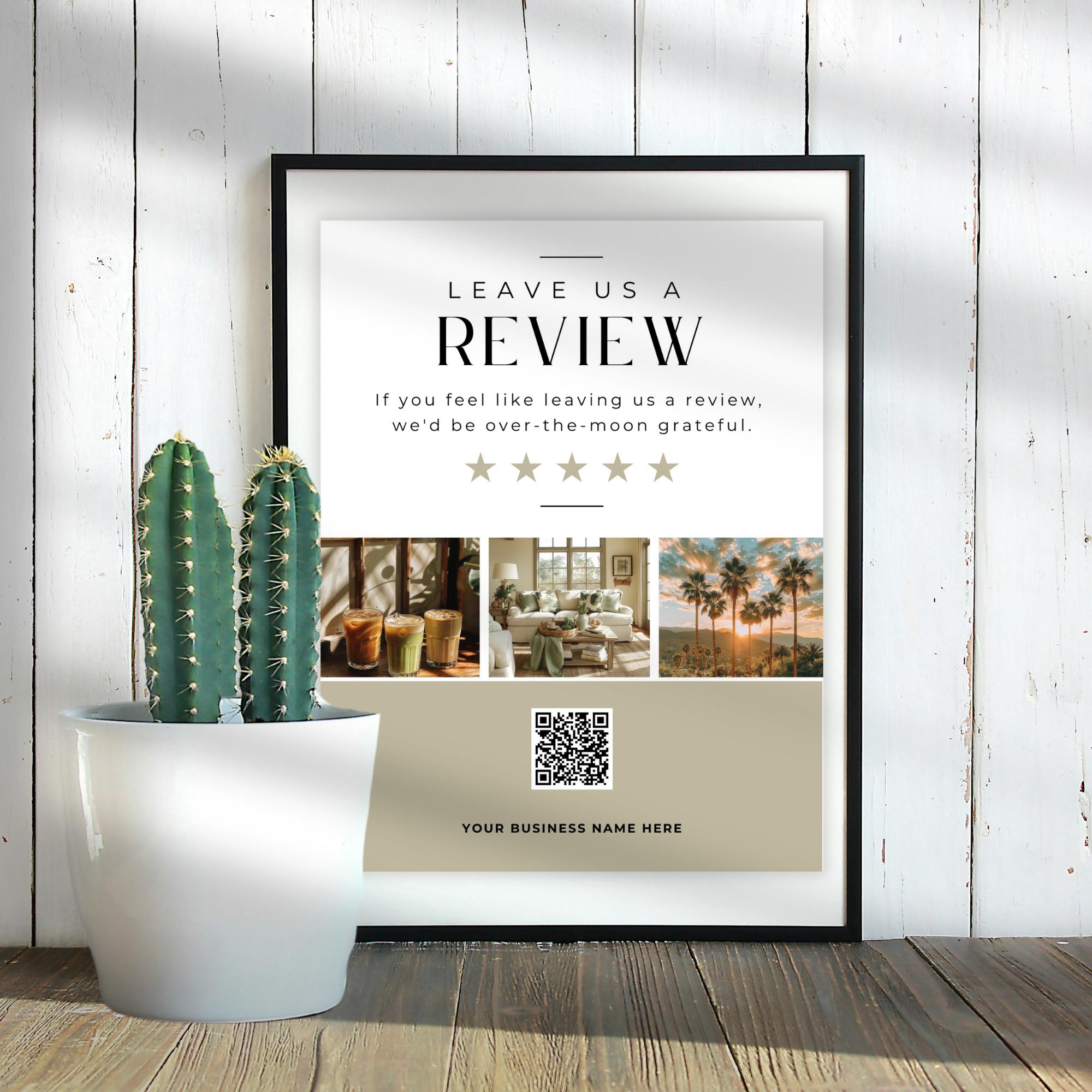 Business Review Sign QR Code | Editable Air Bnb Signage | Canva Review ...