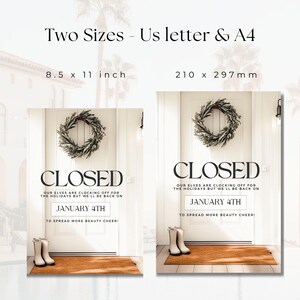 Editable Holiday Closure Door Sign Template, Christmas Signage Template ...