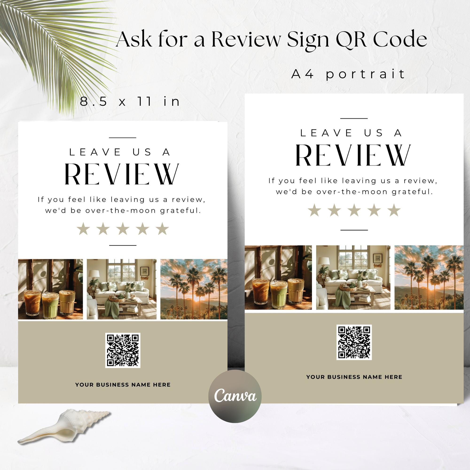 Business Review Sign QR Code | Editable Air Bnb Signage | Canva Review ...