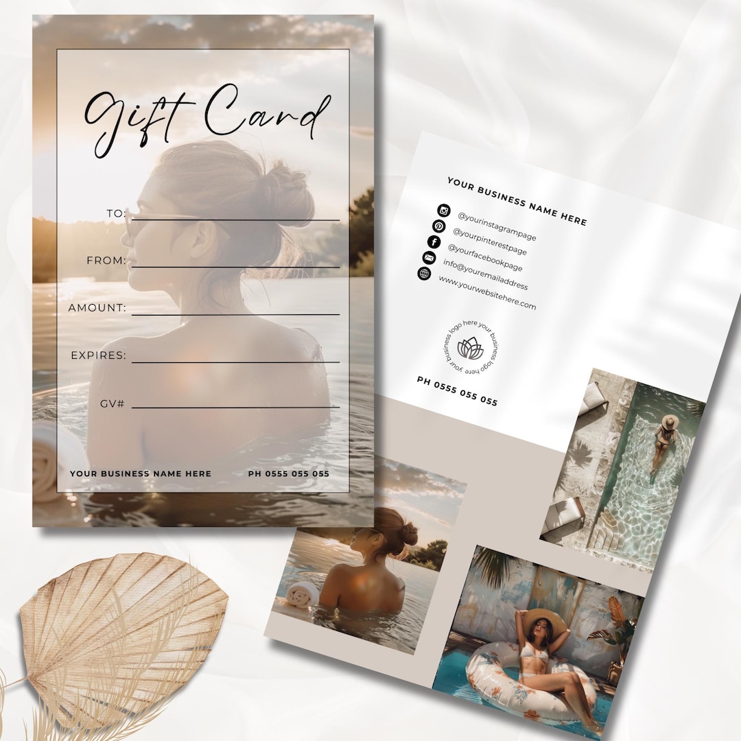 Tanning Salon Gift Certificate Template | Editable Canva Voucher ...