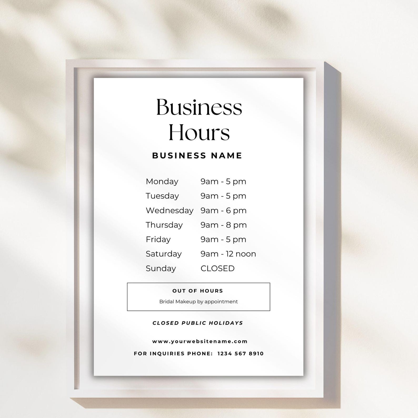 Small Business Sign, Business Signage Template, Business Hours Signage ...