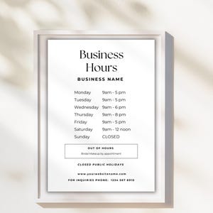 Small Business Sign, Business Signage Template, Business Hours Signage ...