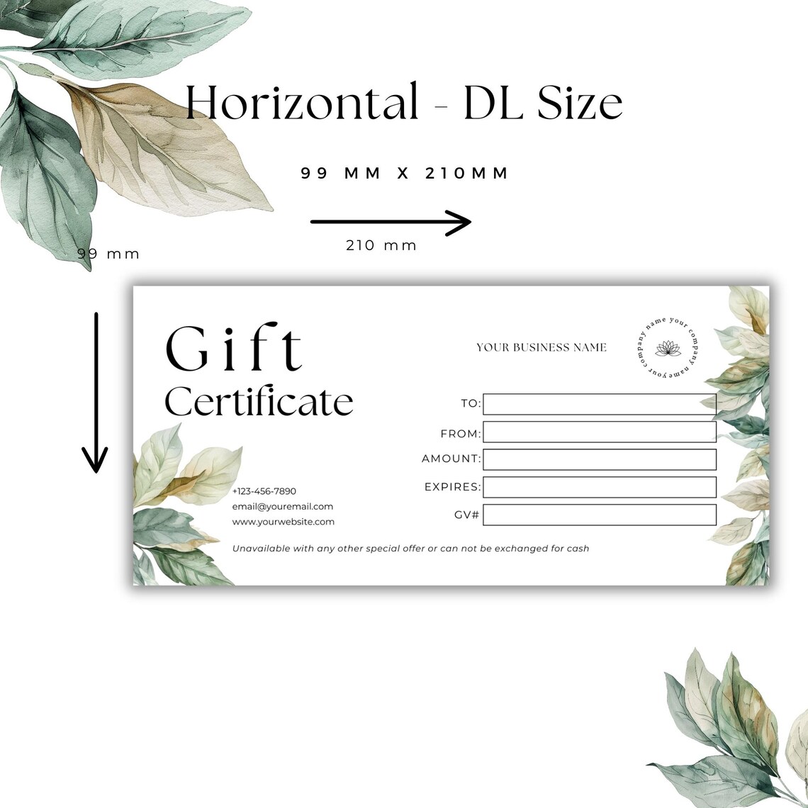 Sage Green Gift Certificate Template | Editable Canva Design (digital ...