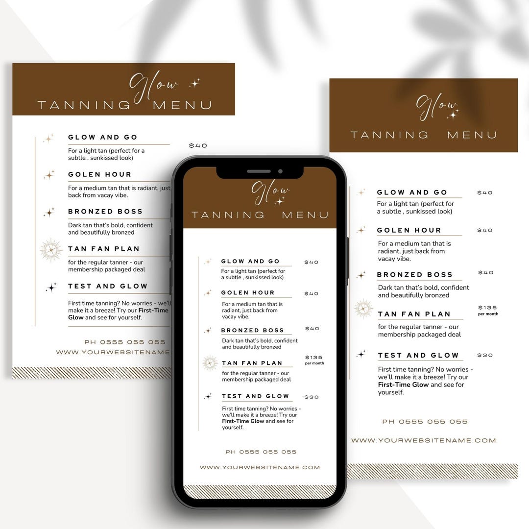Spray Tan Menu Template | Printable & Digital Salon Price List | Spray ...