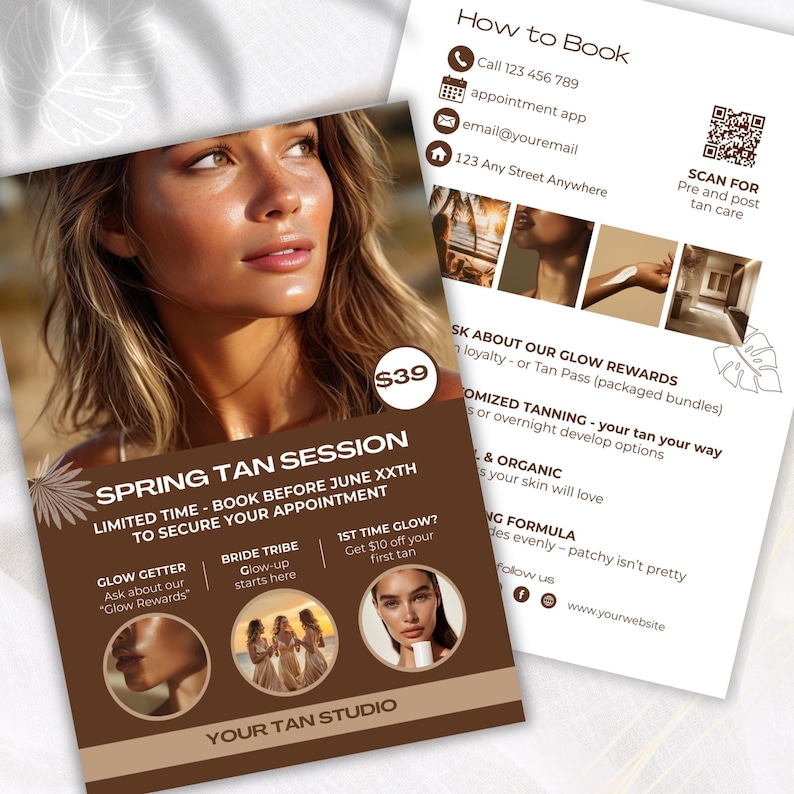Spray Tan Flyer Template A5, 5x7", Instagram Reel Size, Tanning Salon ...