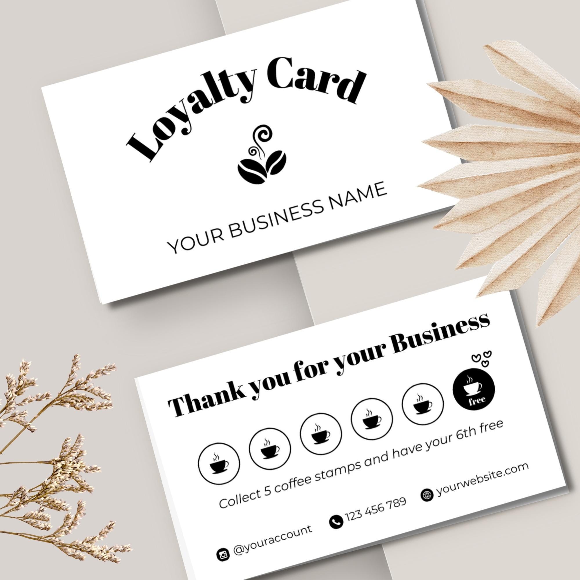 Coffee Loyalty Card | Editable Card Template | Customizable Rewards DIY ...