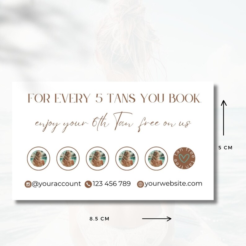 Spray Tan Loyalty Card Template | Beach Theme Rewards (editable Canva ...