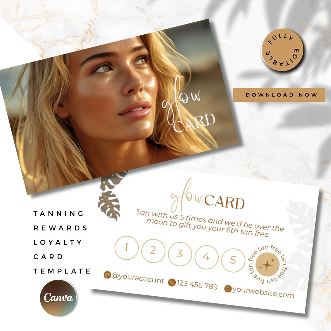 Spray Tan Loyalty Card Design | Loyalty Discount Template | Airbrush ...