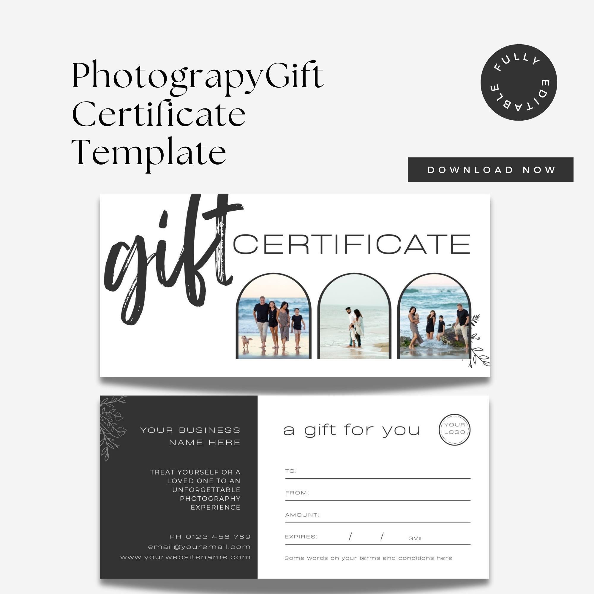 Photo Session Gift Certificate | Photography Gift Voucher | Photo ...