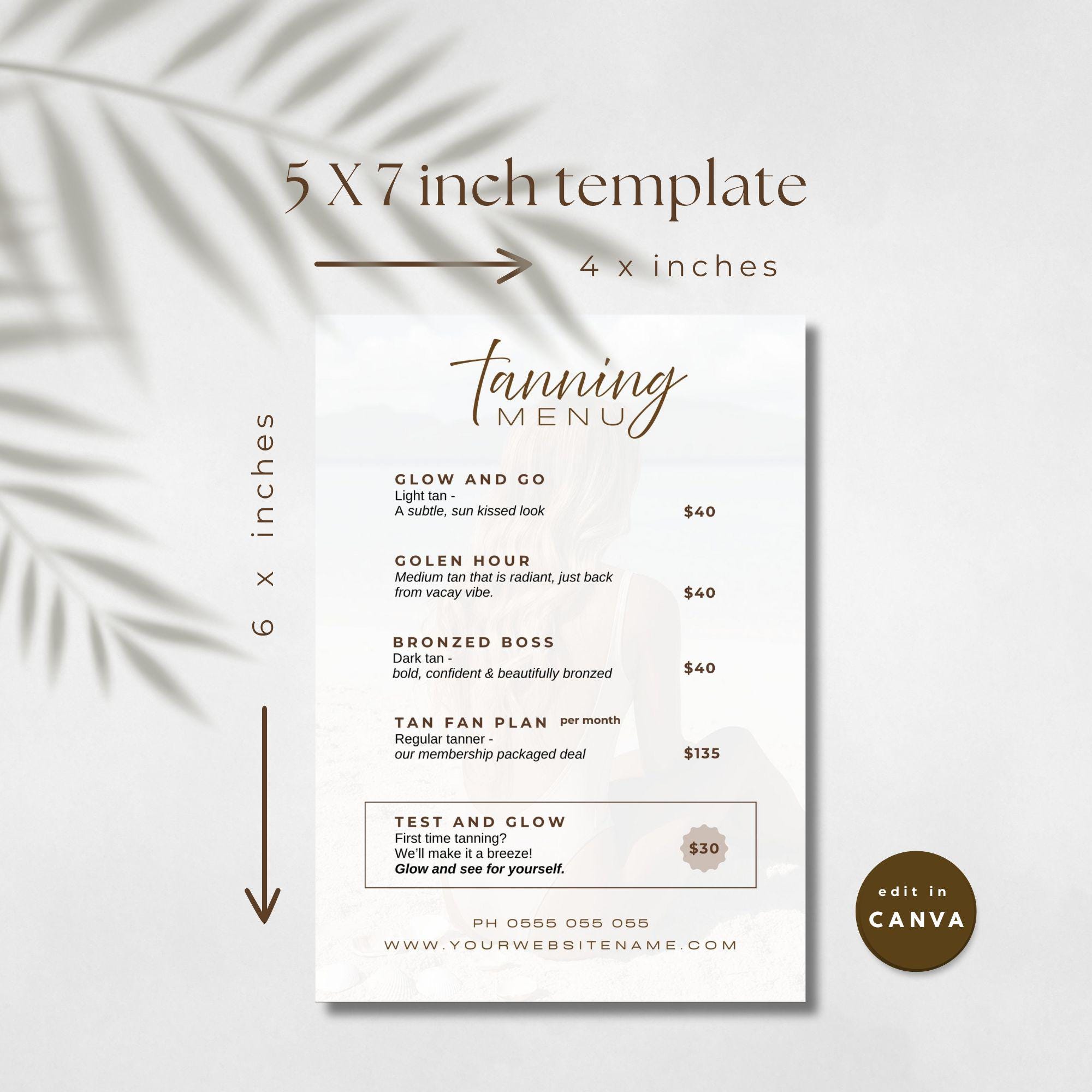 Editable Spray Tan Menu Template: Minimalist Salon Price List (canva ...