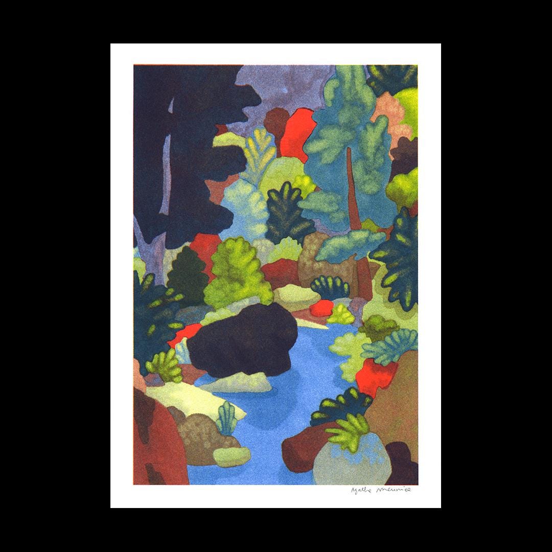 Risograph, Cascade Rock, Ardèche, A4 Print - Etsy UK
