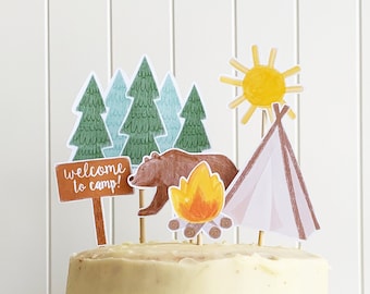 Camping Adventure Cake Topper Personalised Birthday Party - Etsy UK