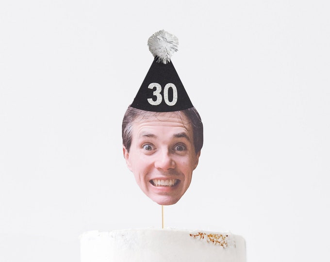 Personalised Face Cake Topper/ Gold Number Topper/ Cupcake Topper ...