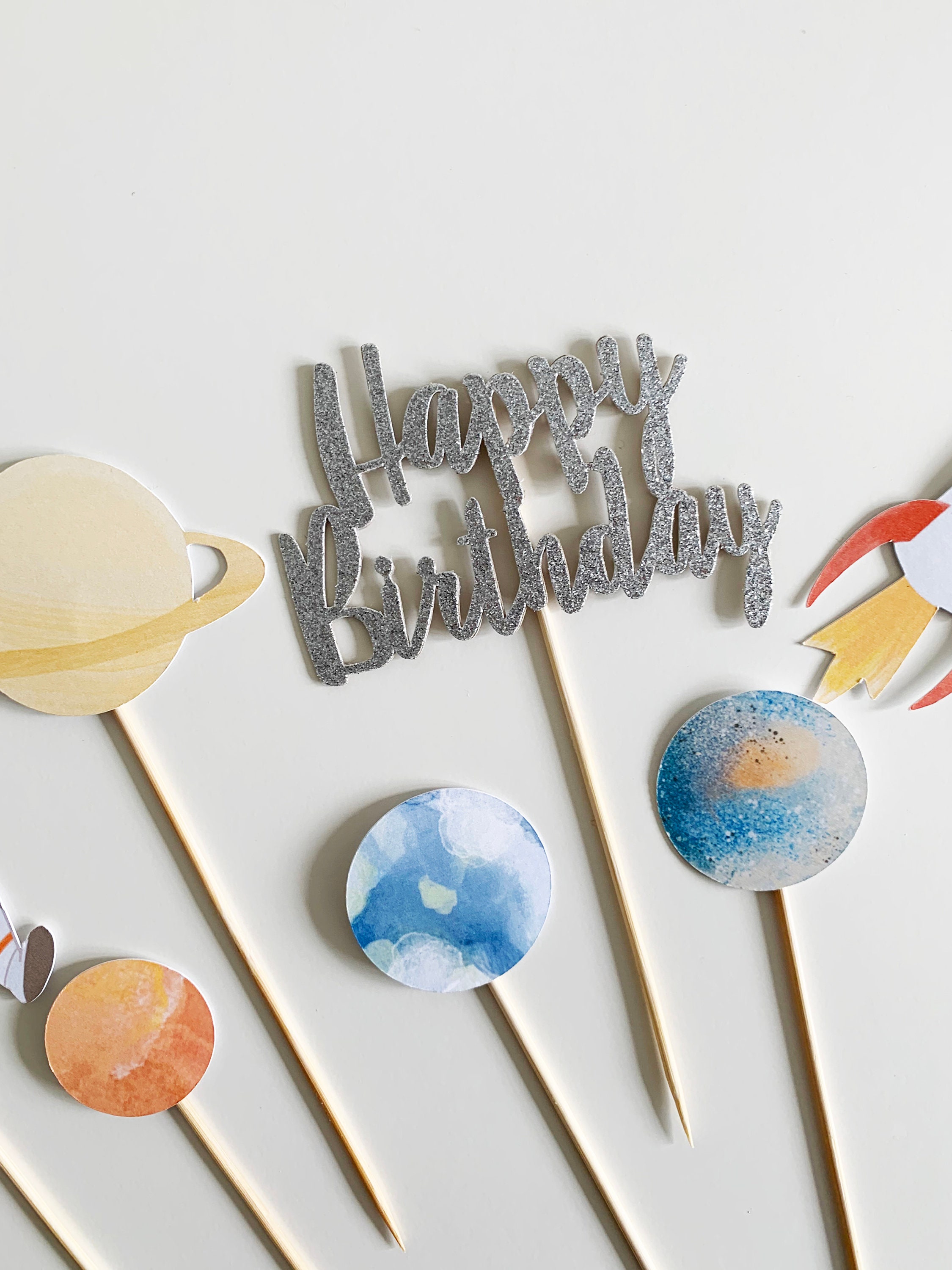 Space Themed Cake Toppers / Space Topper /planet Cake Topper / | Etsy