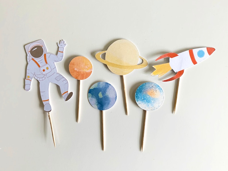 Space Themed Cupcake Toppers / Space Toppers /planet Toppers / | Etsy