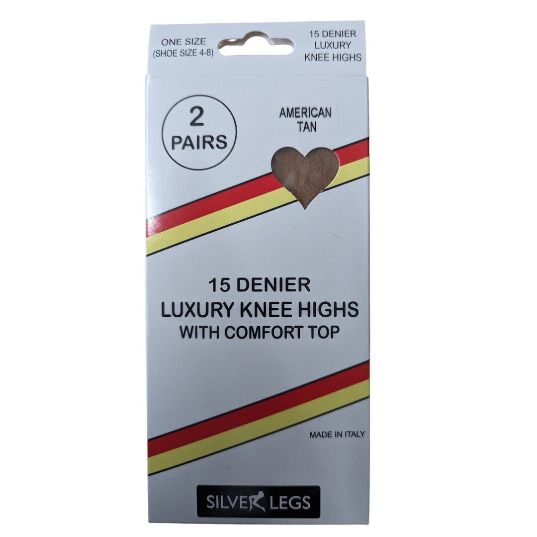 Silver Legs 2 Pair Pack Sheer Comfort Top 15 Denier Knee Highs (made in ...