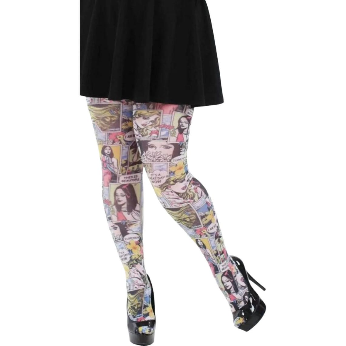Comic Book Print Tights Available in 2 Colours (made in Italy) - Etsy
