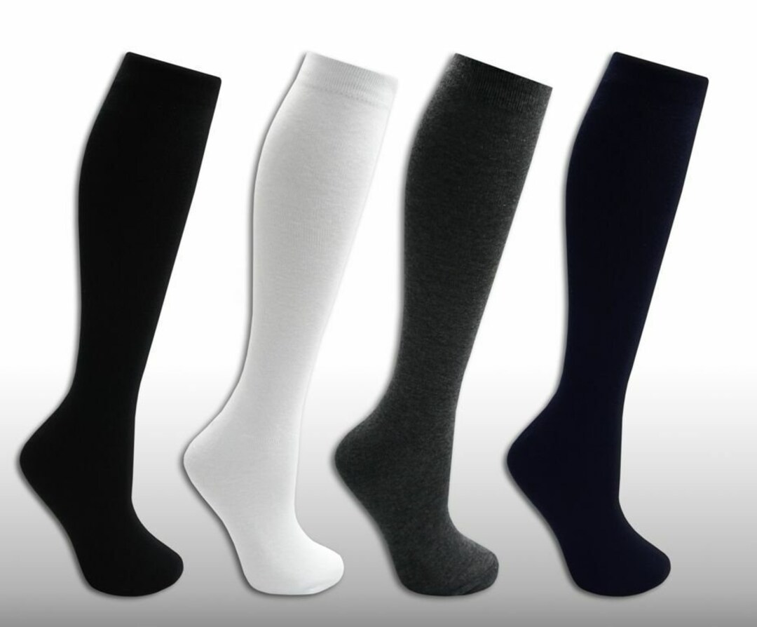 Silver Legs 6 Pairs of Cotton Knee High Socks for School (4 Colours / 4 ...