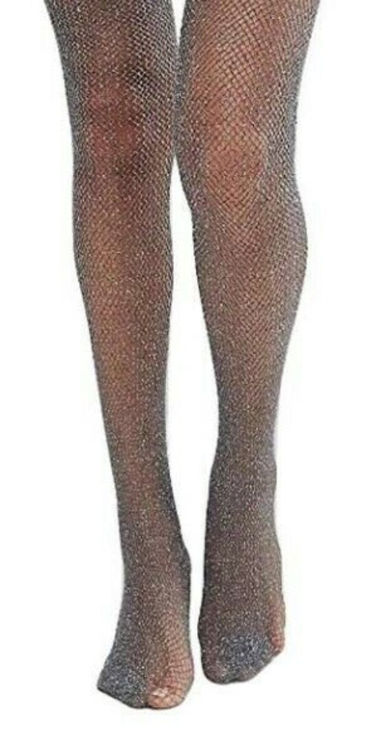 Italian Lurex Sparkly Fishnet Tights available in Black / | Etsy