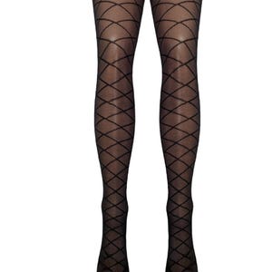 Sheer Diamond Pattern Tights - Etsy