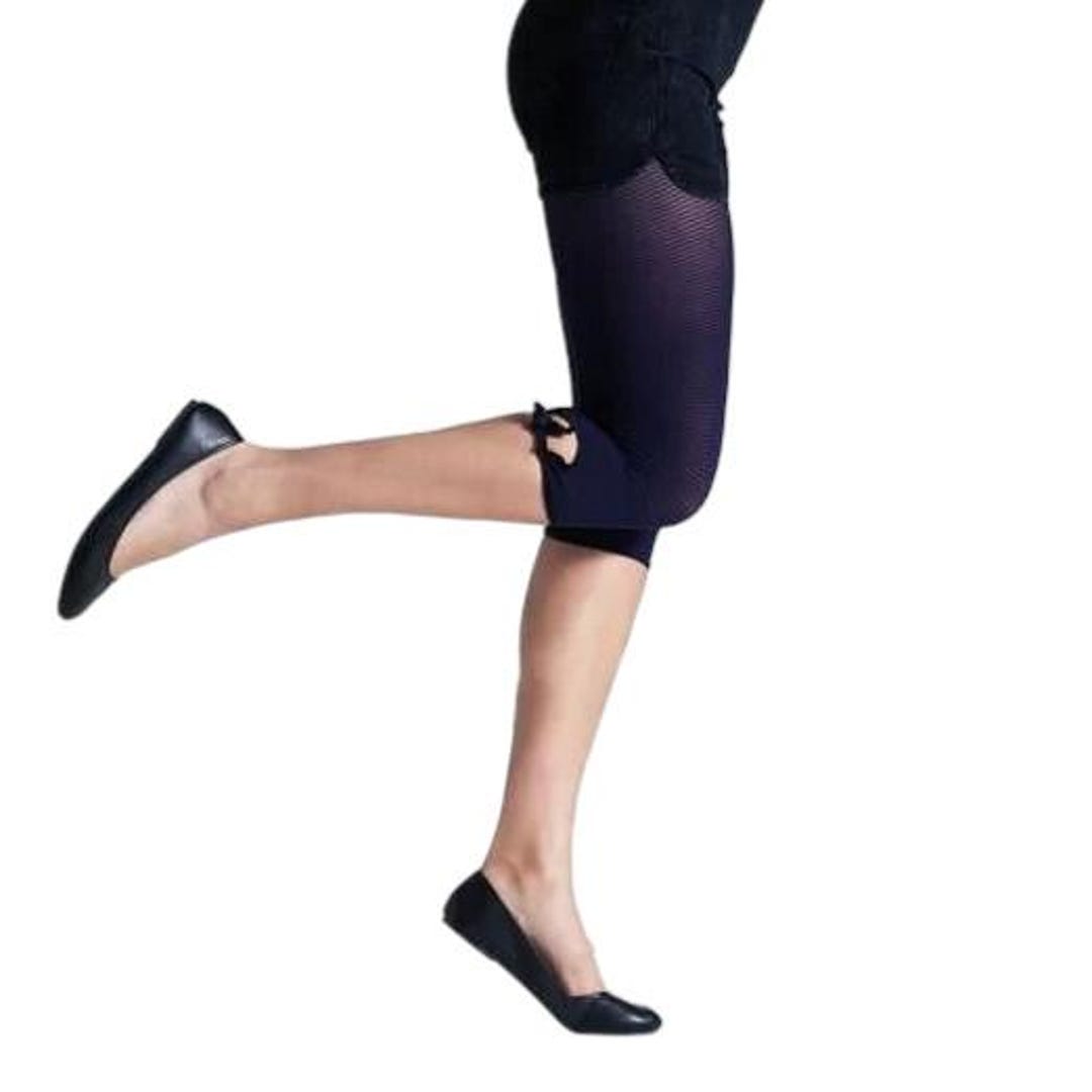 Silver Legs Indigo Striped Tie Side Footless Tights - Etsy