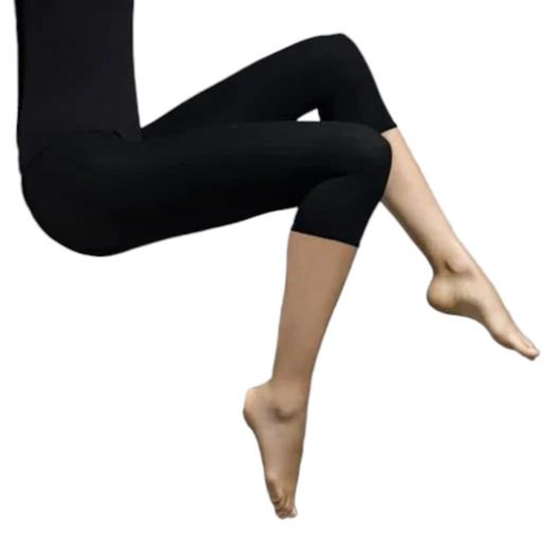 Silver Legs Cropped 70 Denier Black Footless Tights - Etsy